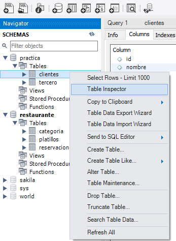 MySQL Workbench Sentencias Basicas