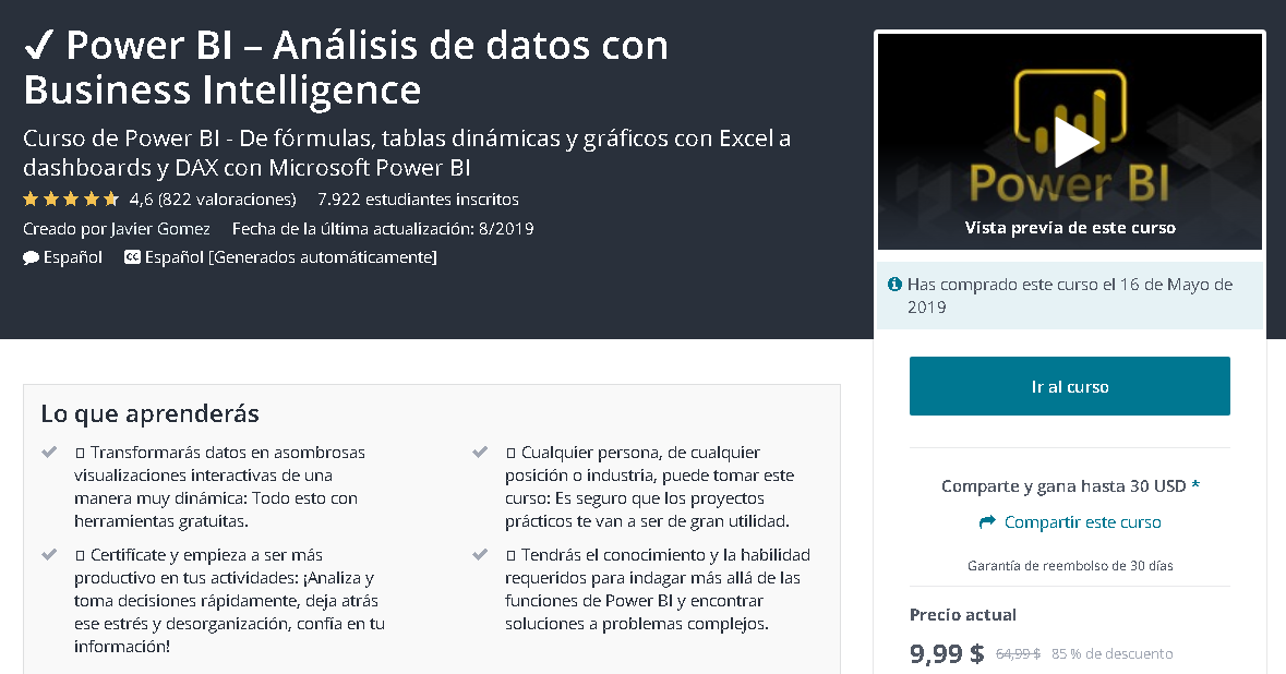 Curso Power BI – Análisis de Datos y Business Intelligence