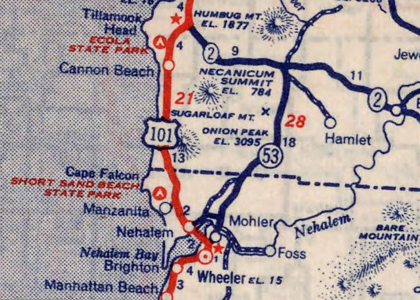 US Route 101 from Cannon Beach, Oregon over the Columbia River via the ...