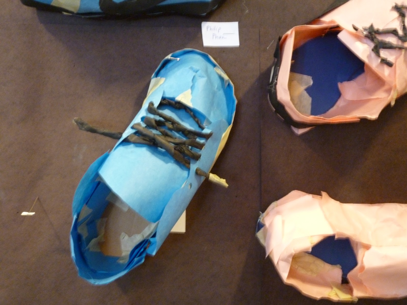 MS Art: Paper Shoes by 8th Graders
