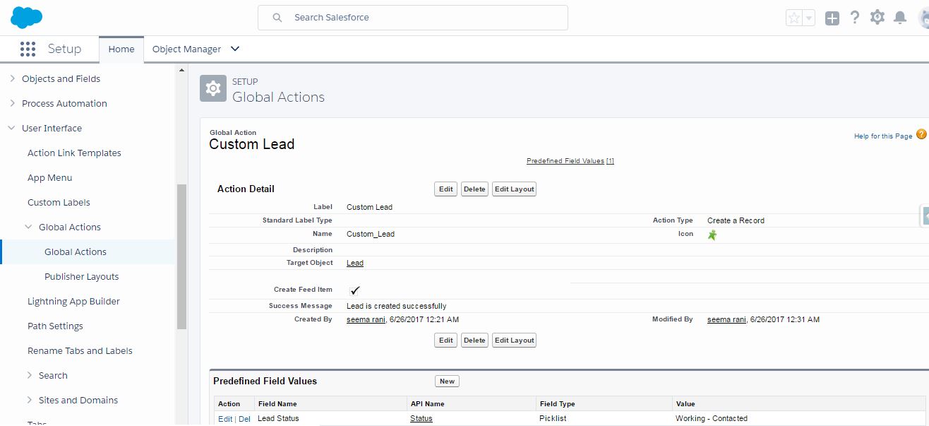 Salesforce World: Create Global Action in Lightning Experience