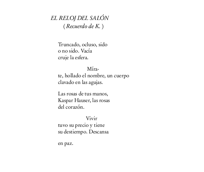 Los pájaros de hogaño: El reloj del salón (poema)