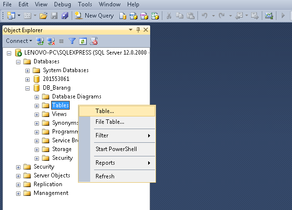 Membuat Tabel Sql Server Menggunakan Microsoft Sql Server 2014 ...