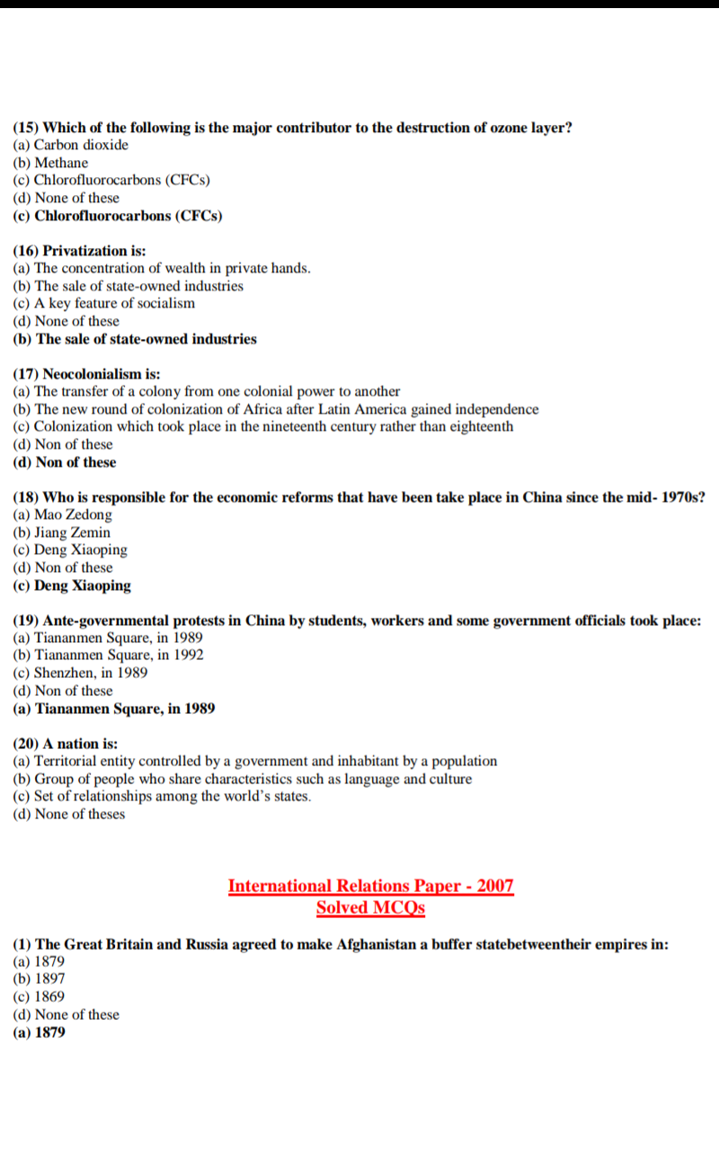 CSS All past papers 1971 to 2018: CSS International Relations Solved ... CSS All past papers 1971 to 2018: CSS International Relations Solved ...