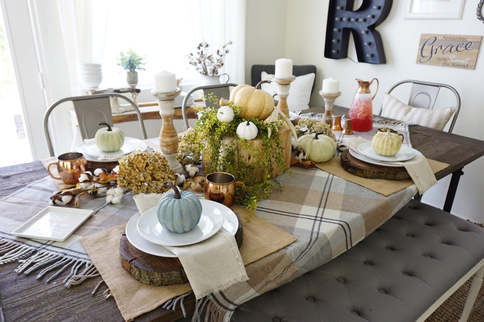 Neutral Rustic Fall Tablescape