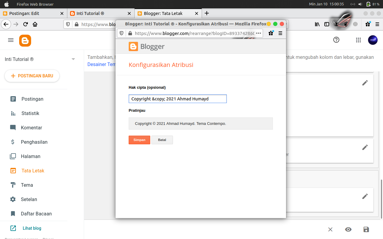 Cara Membuat Lambang Copyright © Pada Footer Blogger