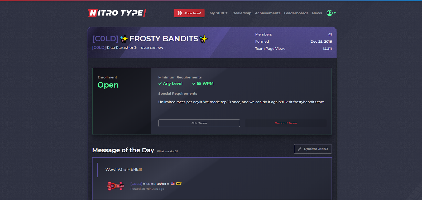 V3 is Here! - Frosty Bandits Gaming - NITRO TYPE