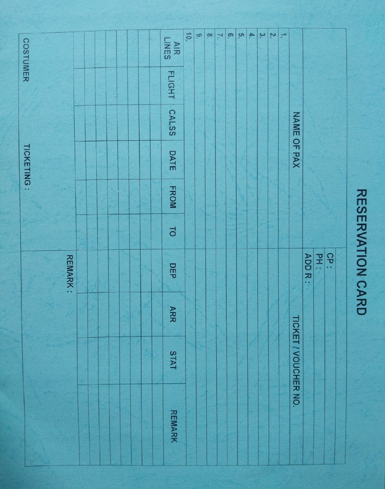 RahmaDewiSchool: RESERVATION CARD