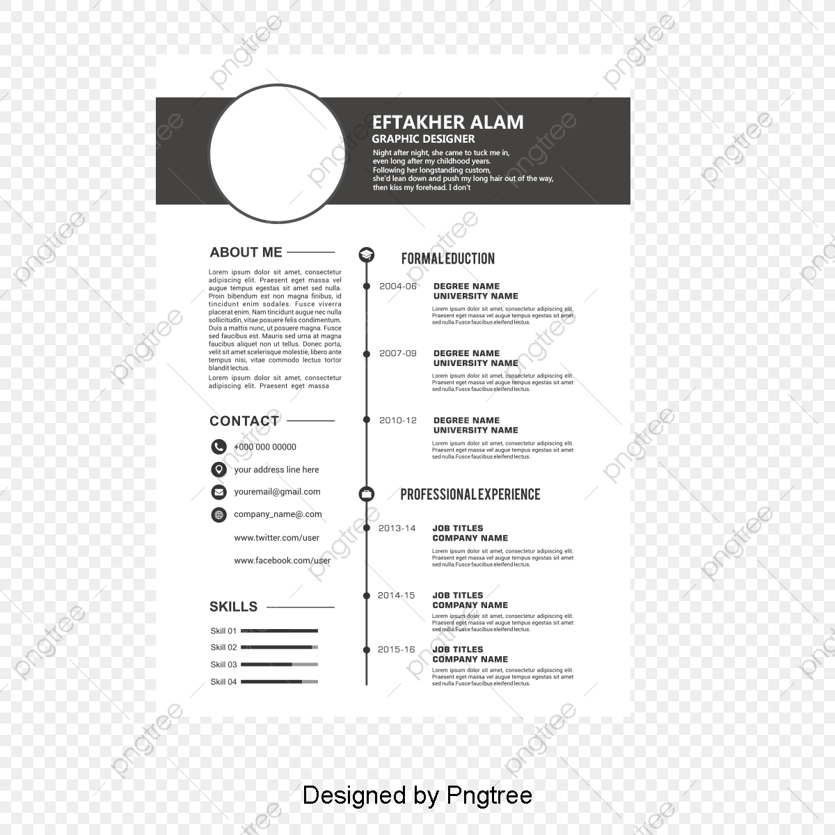 Curriculum Vitae Header - Birthday Letter