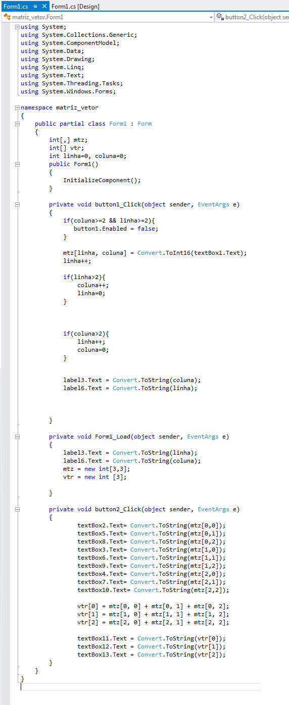 Universo Técnico: CSharp: Matrizes