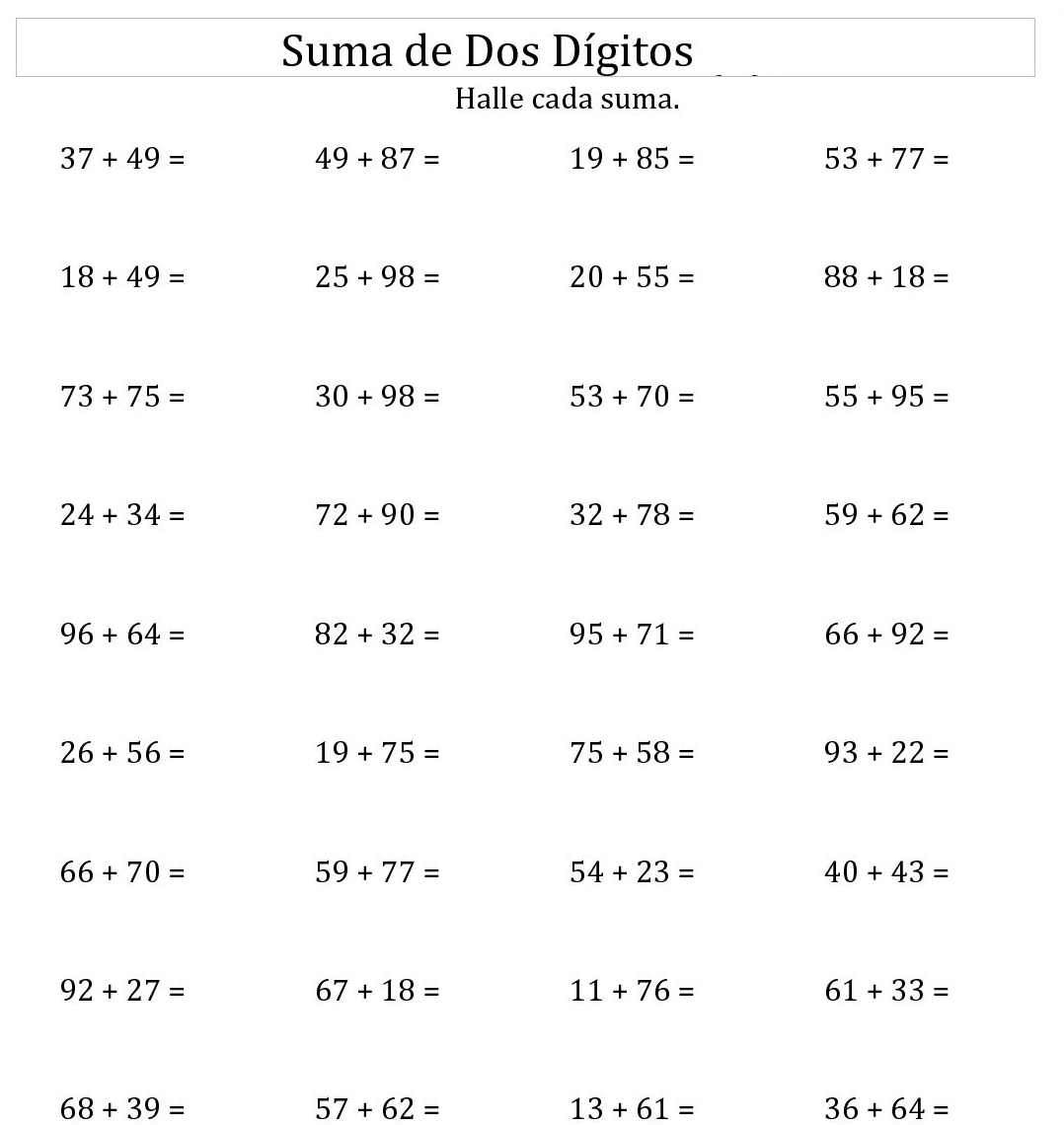 Miss Micaela Uribe Córdova: Suma horizontales con decenas