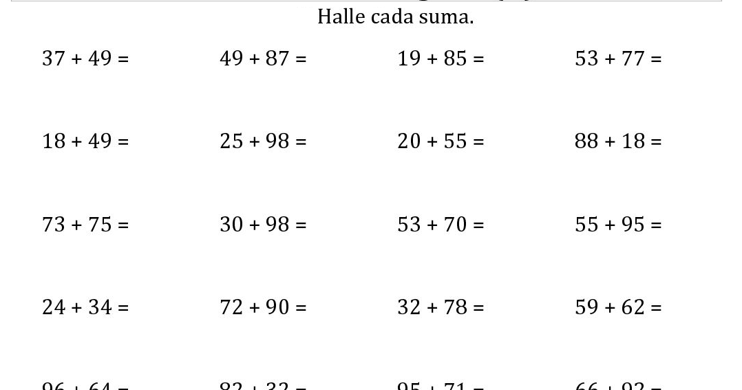 Miss Micaela Uribe Córdova: Suma horizontales con decenas