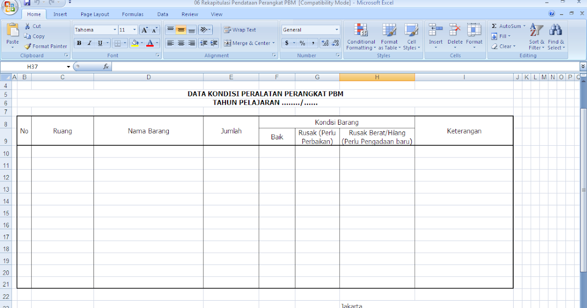 Format data kondisi peralatan perangkat proses belajar mengajar ...