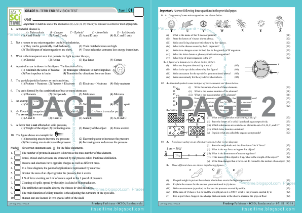 Its SciTime: Grade 9 - Revision Paper