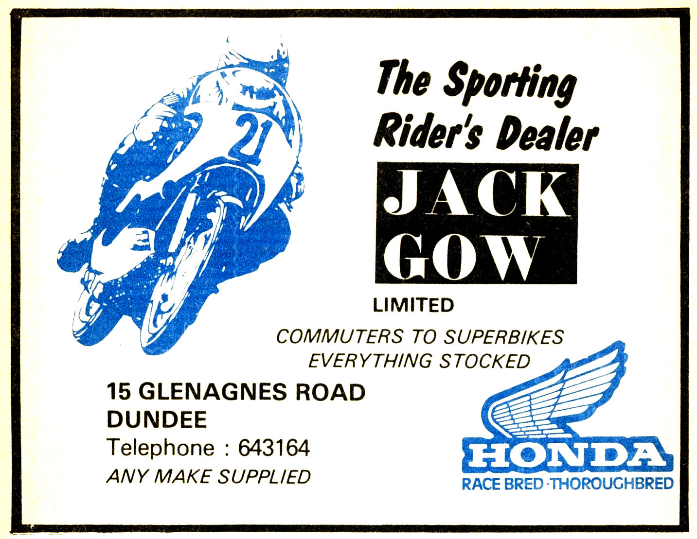 RETRO DUNDEE: JACK GOW AD / BIKE AD - 1970'S