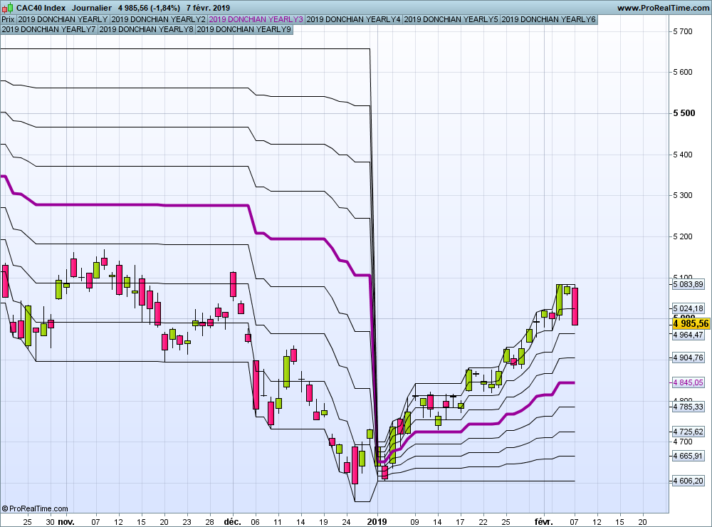 SOHOCOOL: 2019 DONCHIAN YEARLY With GANN Levels Prorealtime