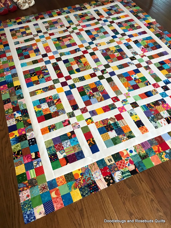 Doodlebugs and Rosebuds Quilts: 2 1/2" Square Scrappy Top Finished