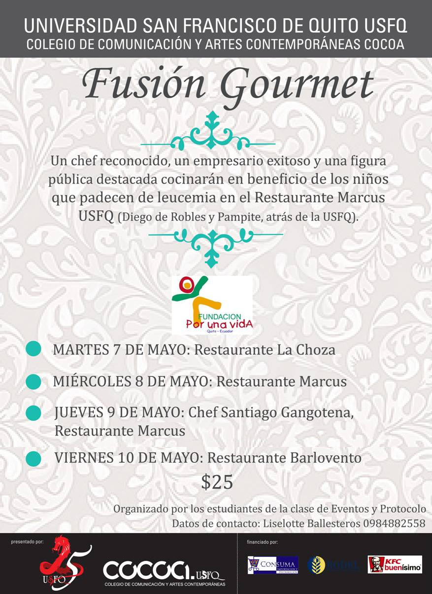 "Fusión Gourmet", evento benéfico para la Fundación por una Vida del 7 ...