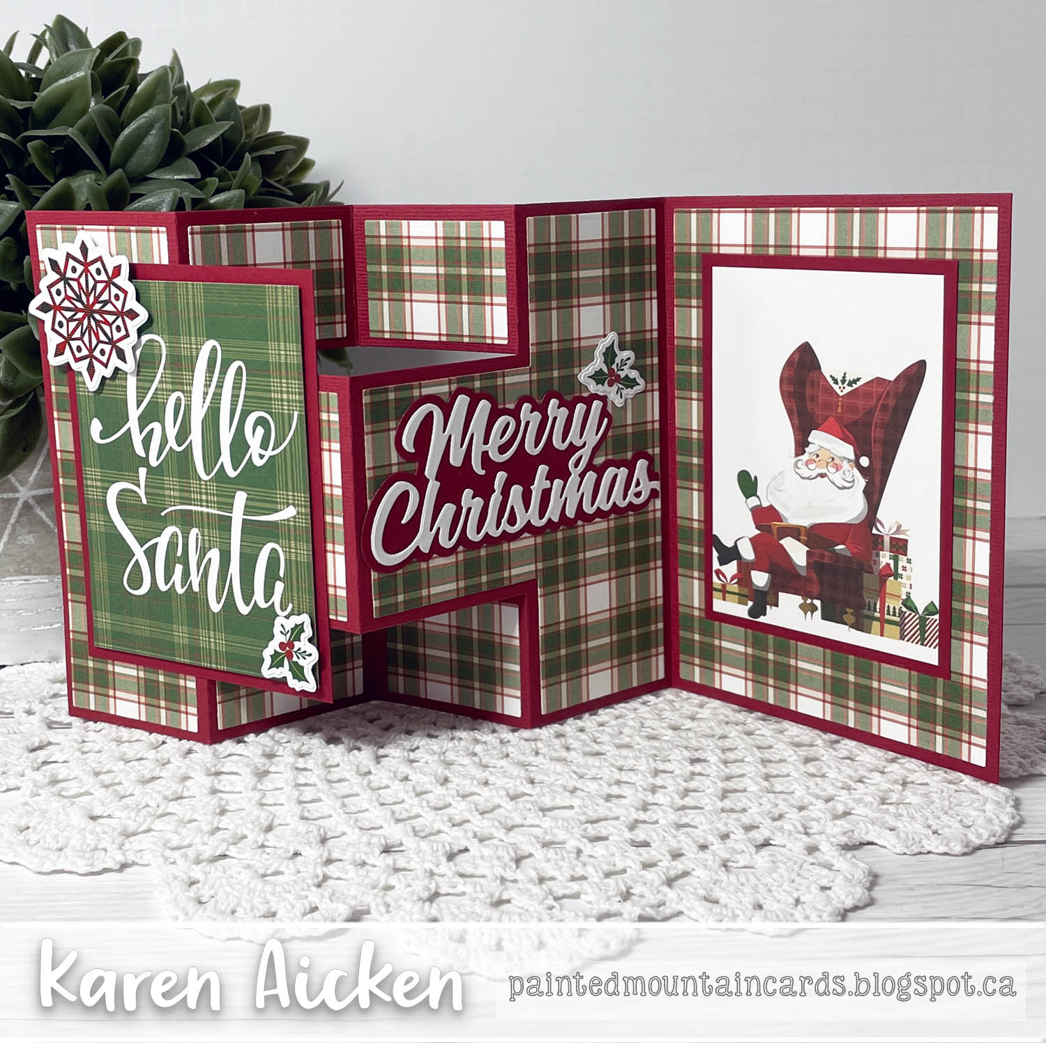 Painted Mountain Cards: Hello Santa Half Shutter Card