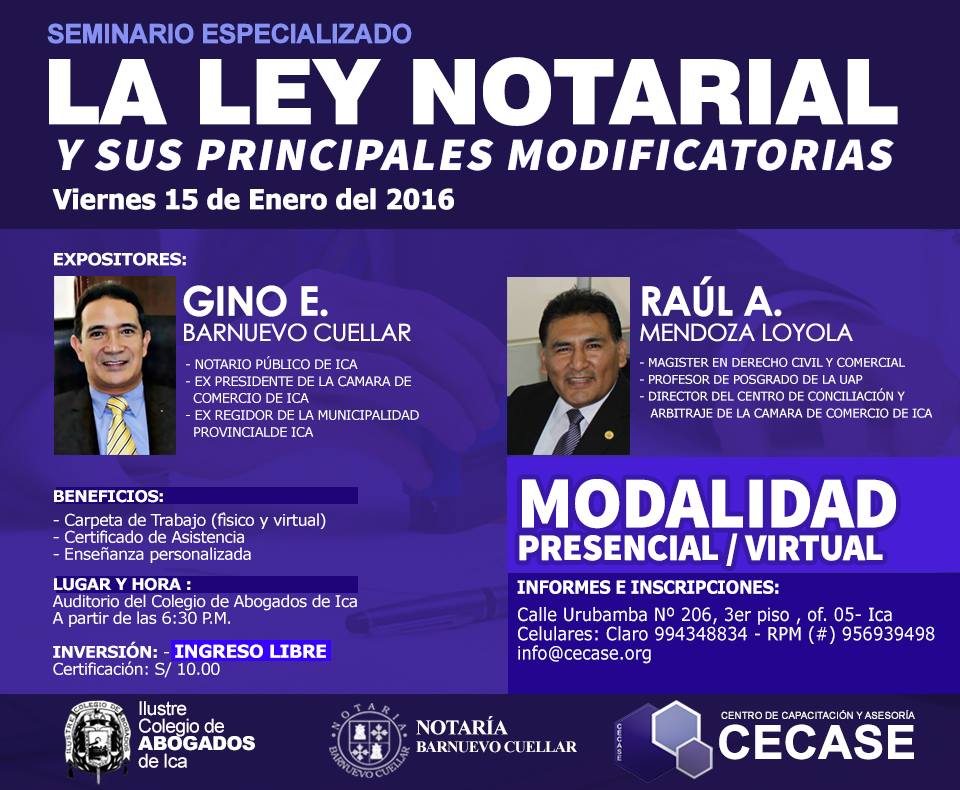 SEMINARIO: LA LEY NOTARIAL Y SUS PRINCIPALES MODIFICATORIAS ...