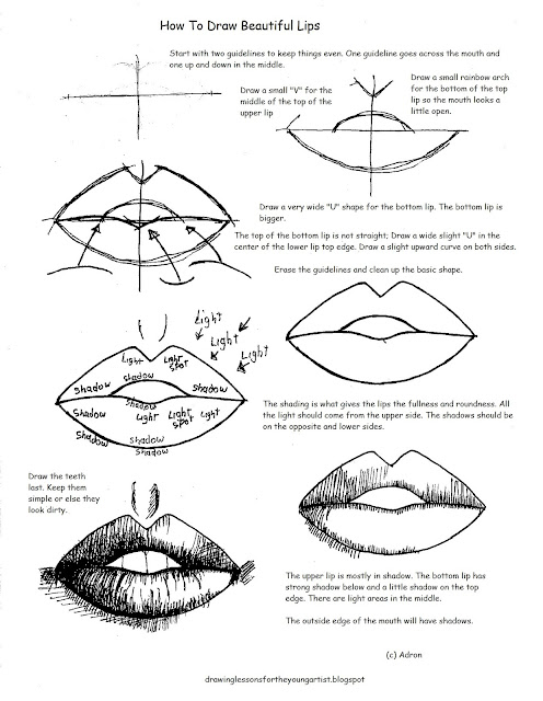 How to Draw Worksheets for The Young Artist: How To Draw Beautiful Lips ...