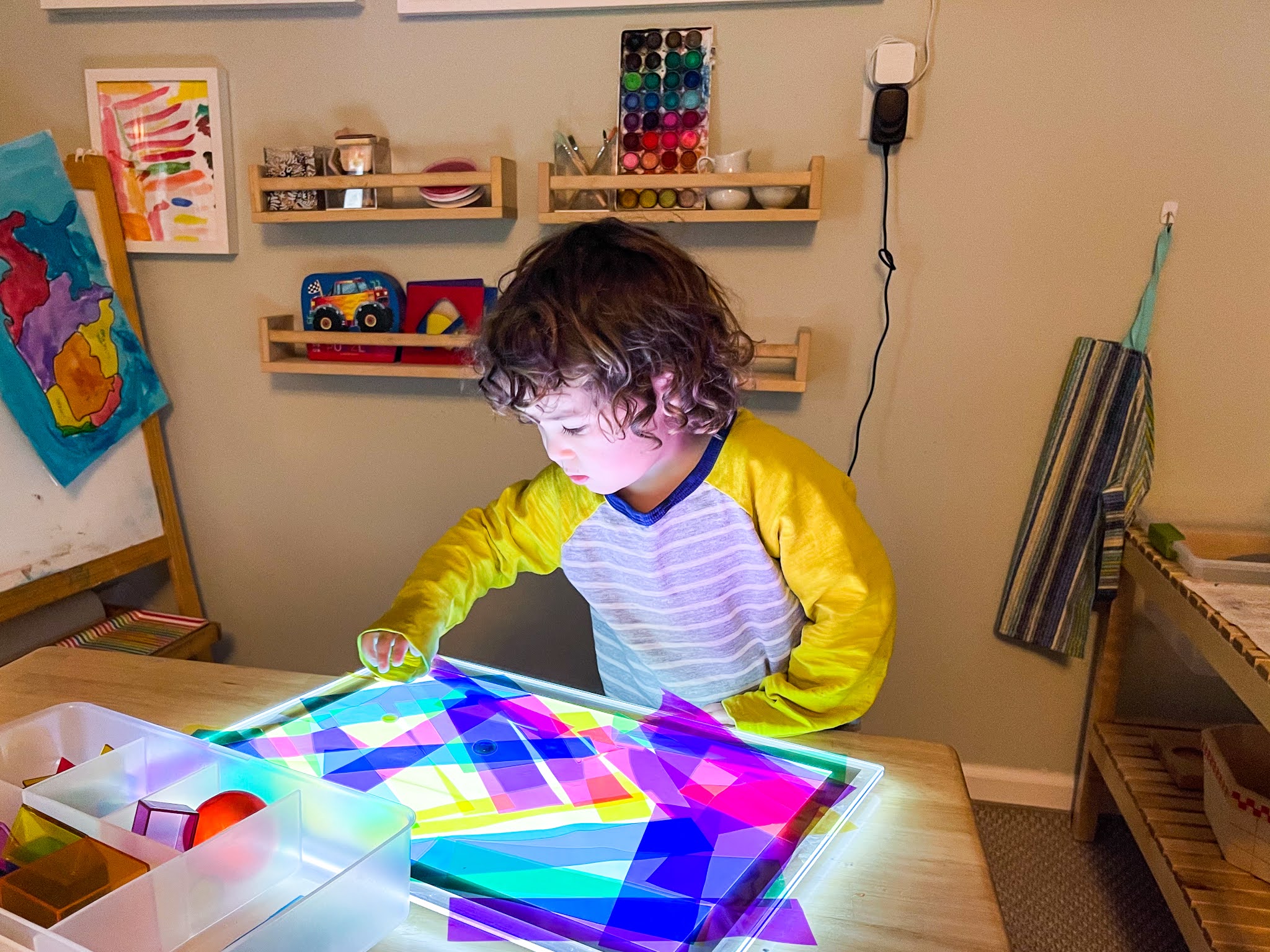Light Table Play at 4-years-old