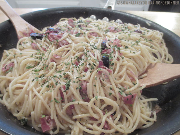 "So what are you making for dinner?": Spaghetti with Capicola, Olives ...