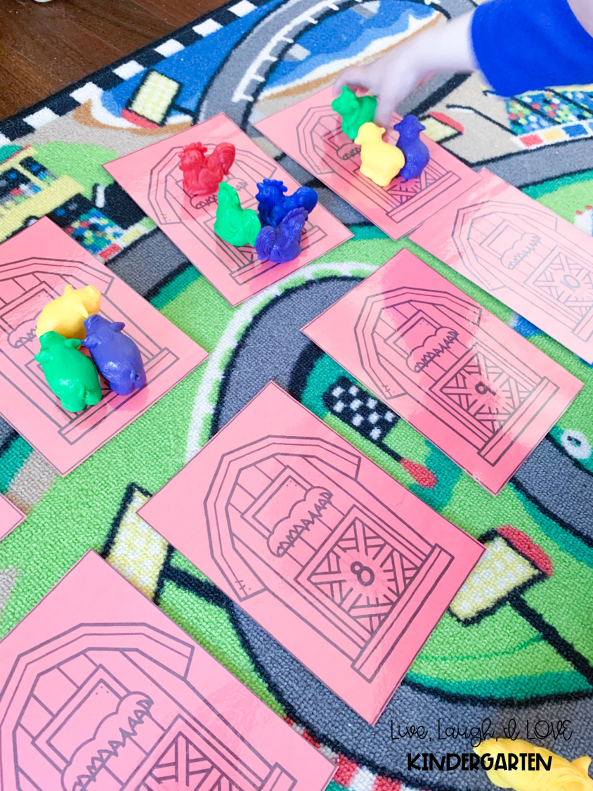I laid them out in order and we used our farm animals to match each number!