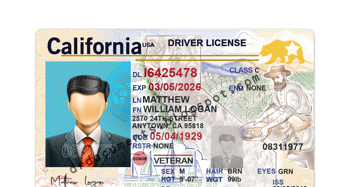 California Driver S License Editable Psd Template Download - sanyhigh