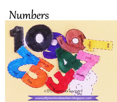 ESL/EFL Preschool Teachers: Numbers Theme worksheets for Kindergarten EFL