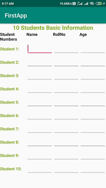 5 Program to display 10 students basic information in a table using ...