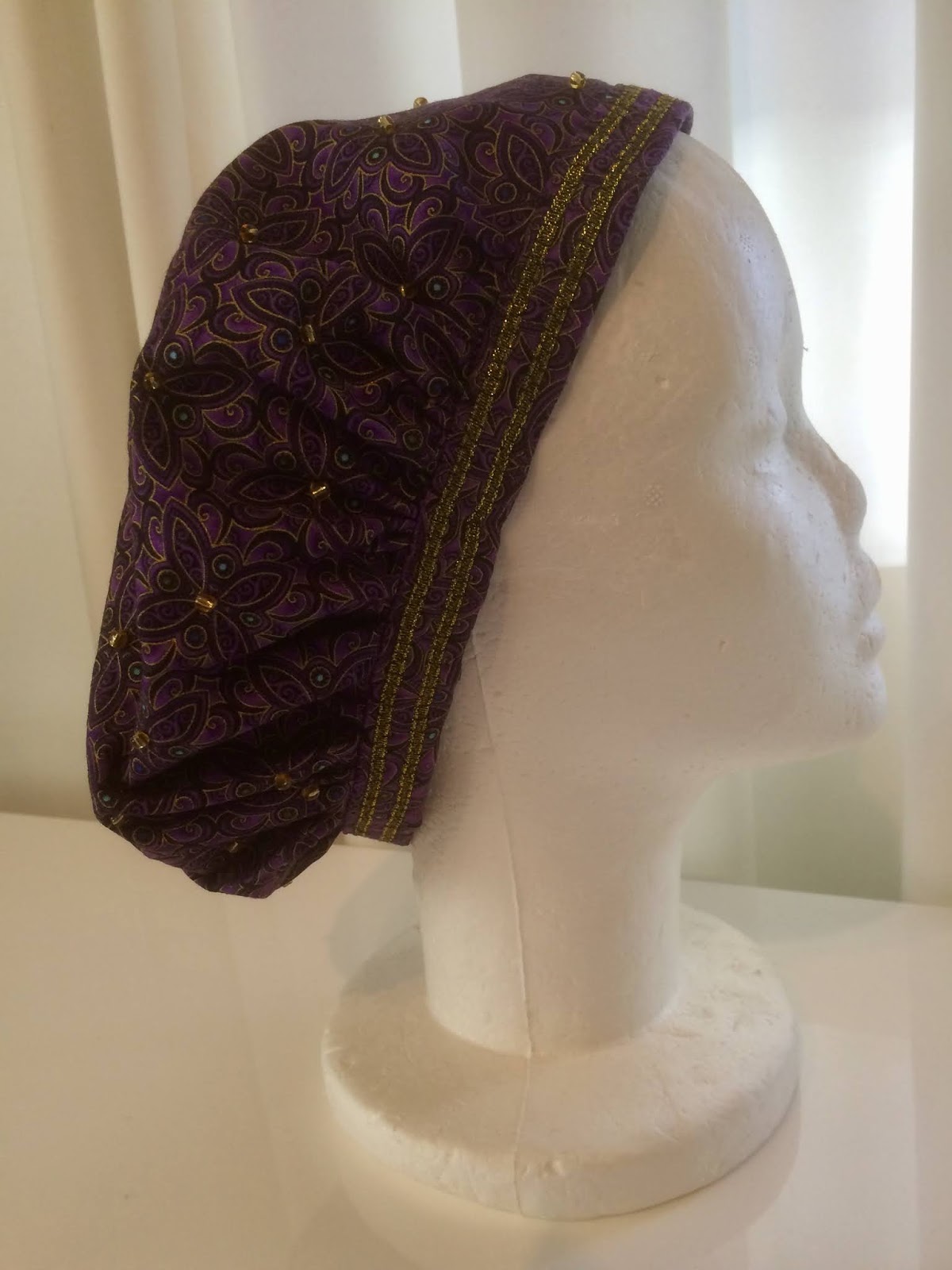 Broider Me 'Bethan: Making the Purple patterned, Italian Style Caul