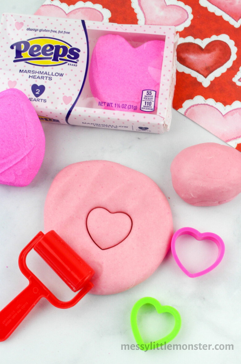 Valentine Heart Peeps Playdough - Messy Little Monster