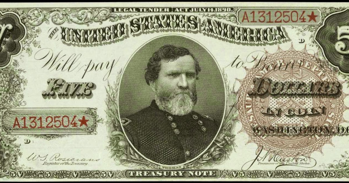 1890 Five Dollar Treasury or Coin Note|World Banknotes & Coins Pictures ...