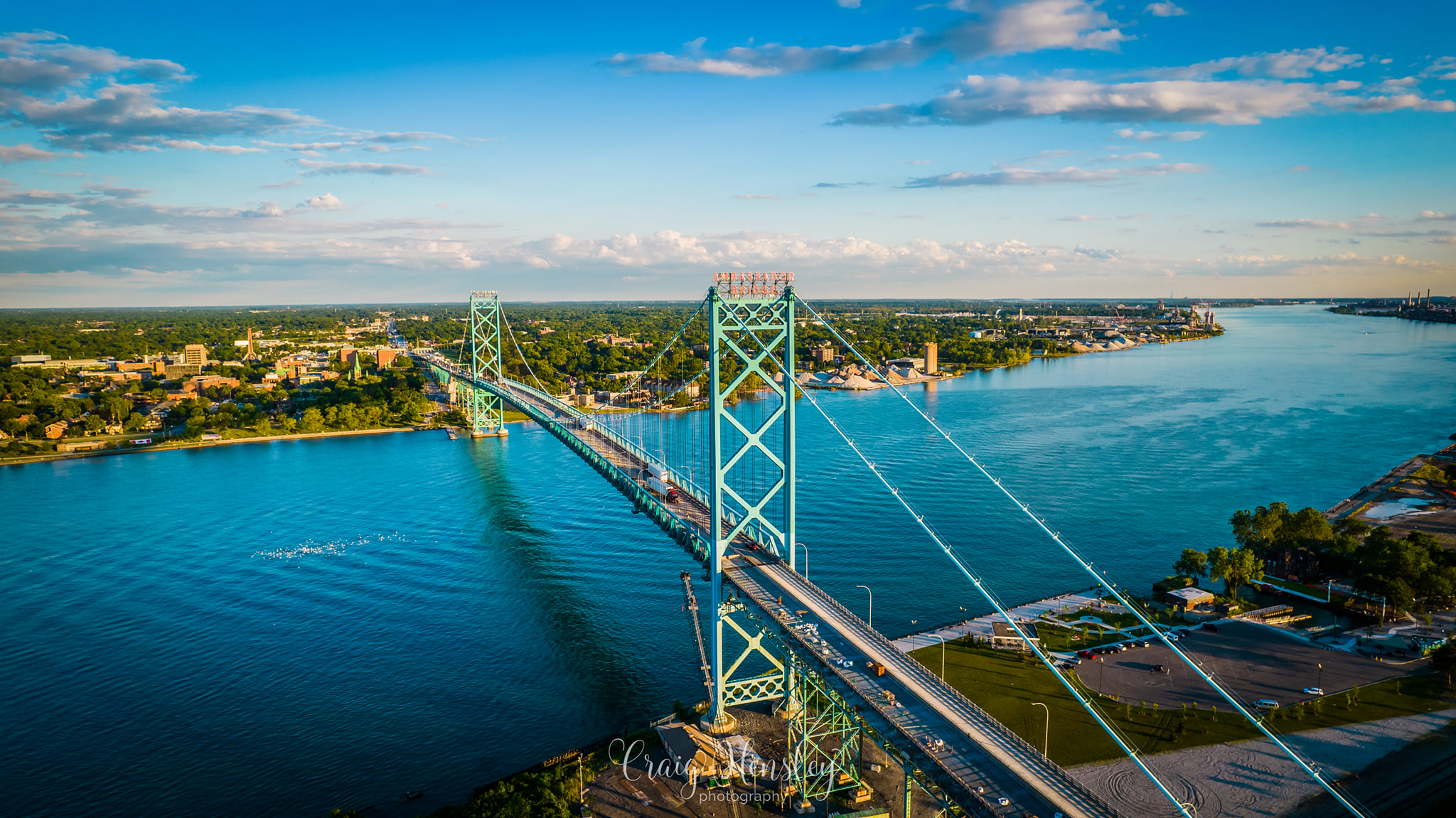Industrial History: 1928 Ambassador Bridge over Detroit River at ...