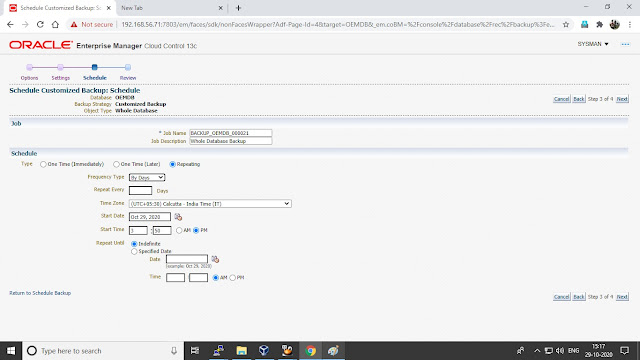 Oracle Database Commands And Practical Examples Oem 13c Schedule Rman Backup Using Oem13c Console