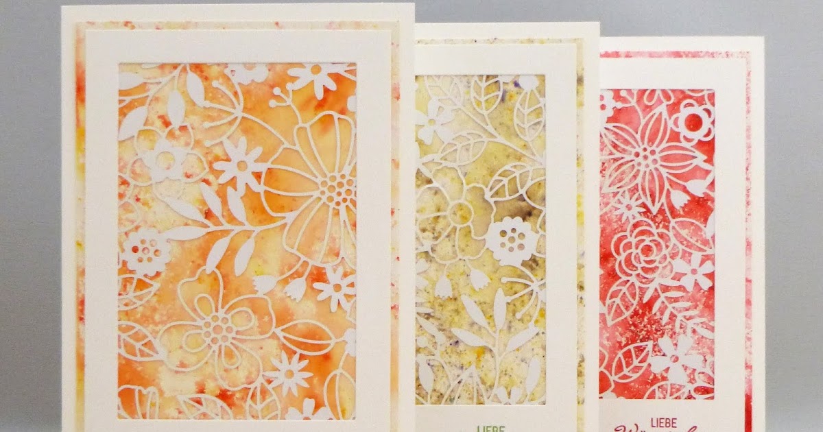 Sabines Basteltisch : Filigranes Papier auf Brushohintergrund