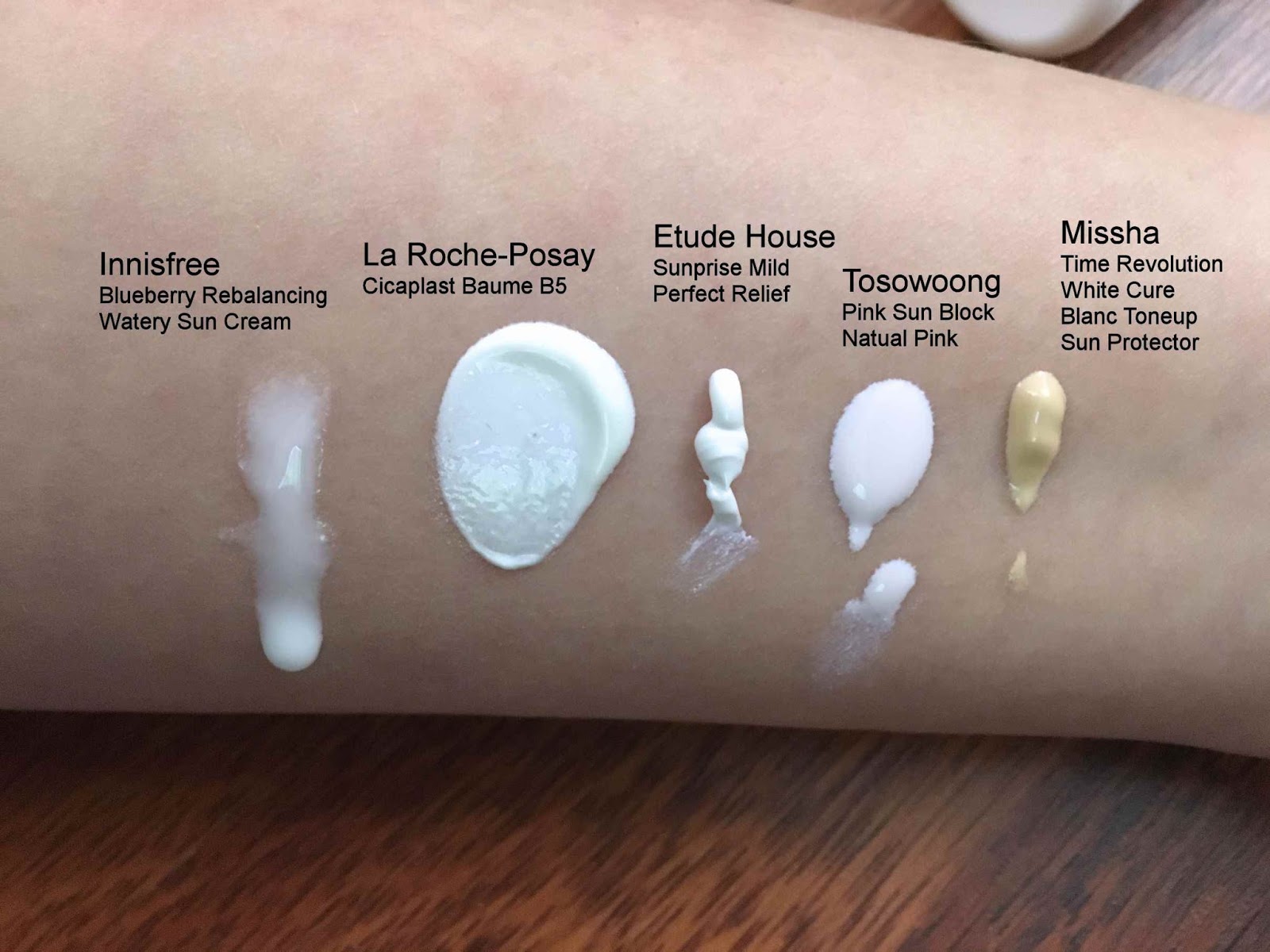 Skincare Notebook: Sunscreen Texture Comparisons / Swatches