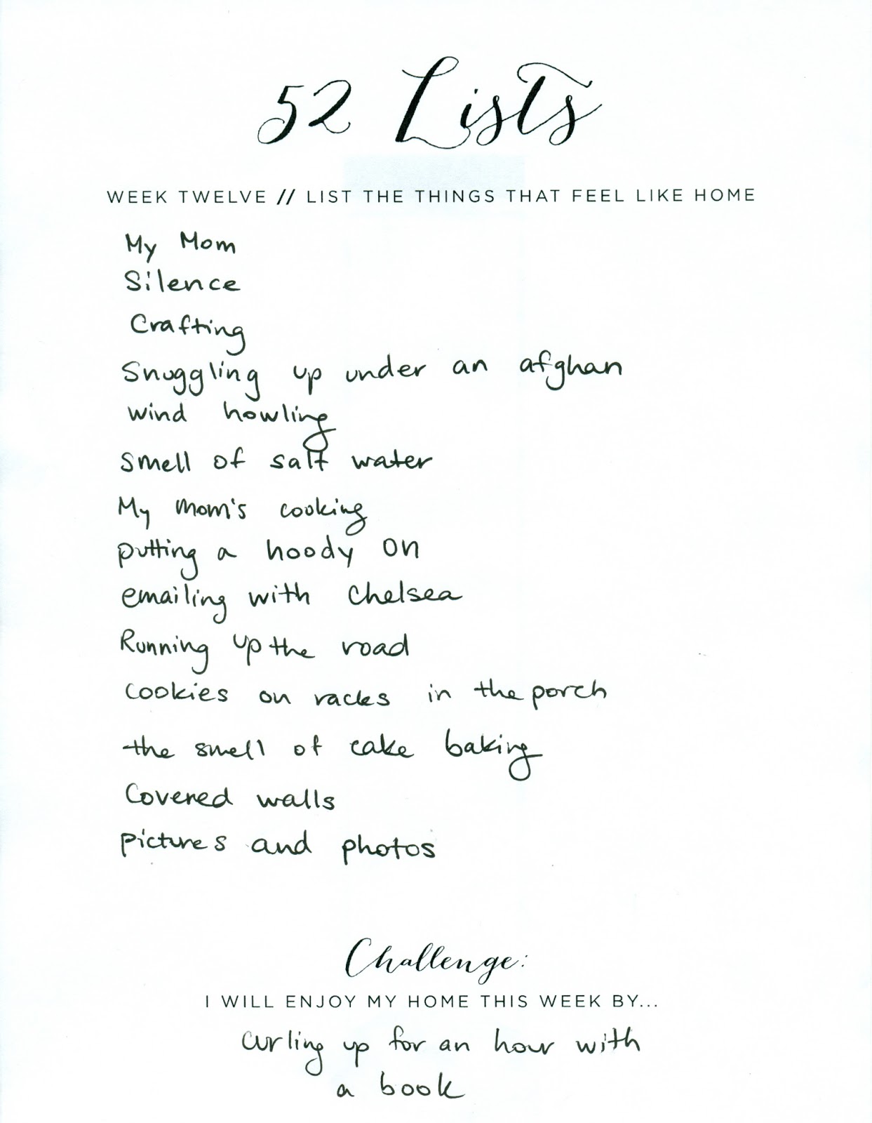 An Alaskan Panda's Life: 52 Lists: List the things that feel like home