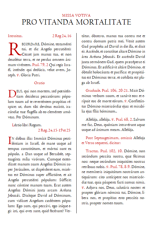 Traditio Marciana: Missa pro vitanda mortalitate