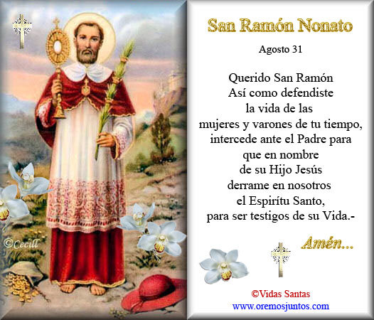 ® Santoral Católico ®: ORACIONES A SAN RAMÓN NONATO