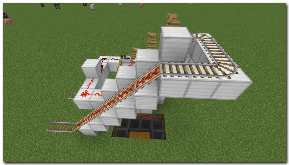 Automatic item transport system with the minecarts