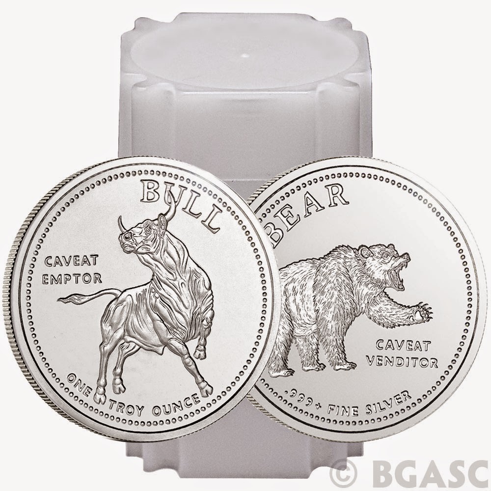 Ounces of Silver: Bull and Bear Silver 1oz 999 Bullion Round