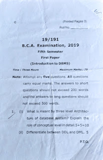 MGKVP BCA QUESTION PAPERS 2019 ( I III V ) SEM