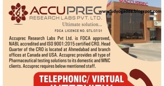 UDYOG ADDA: Accuprec Research Labs Pvt. Ltd - Telephonic / Virtual Interviews for Multiple ...