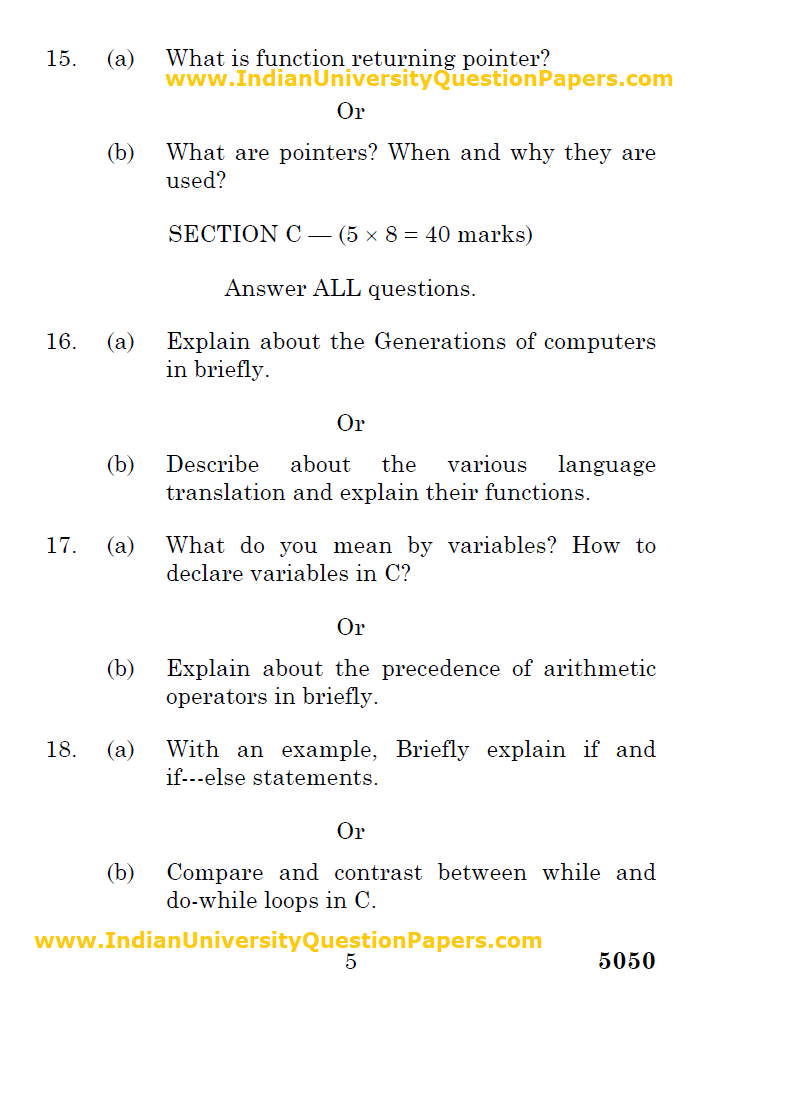 Bharathiar University B Sc Computing Fundamentals And C Programming