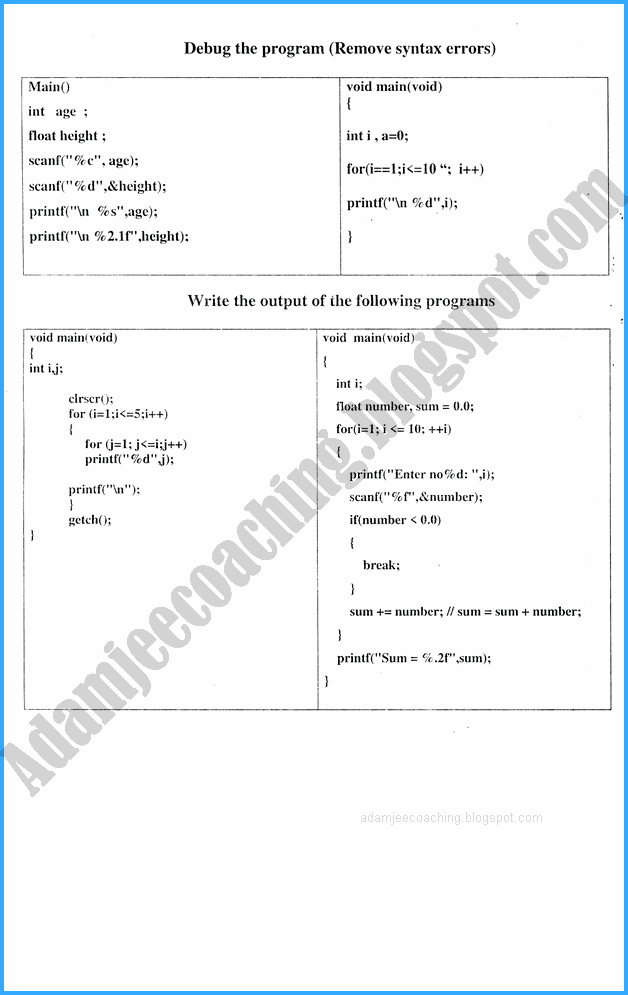 Adamjee Coaching: Computer Science 12th - Adamjee Coaching Guess Paper 2020
