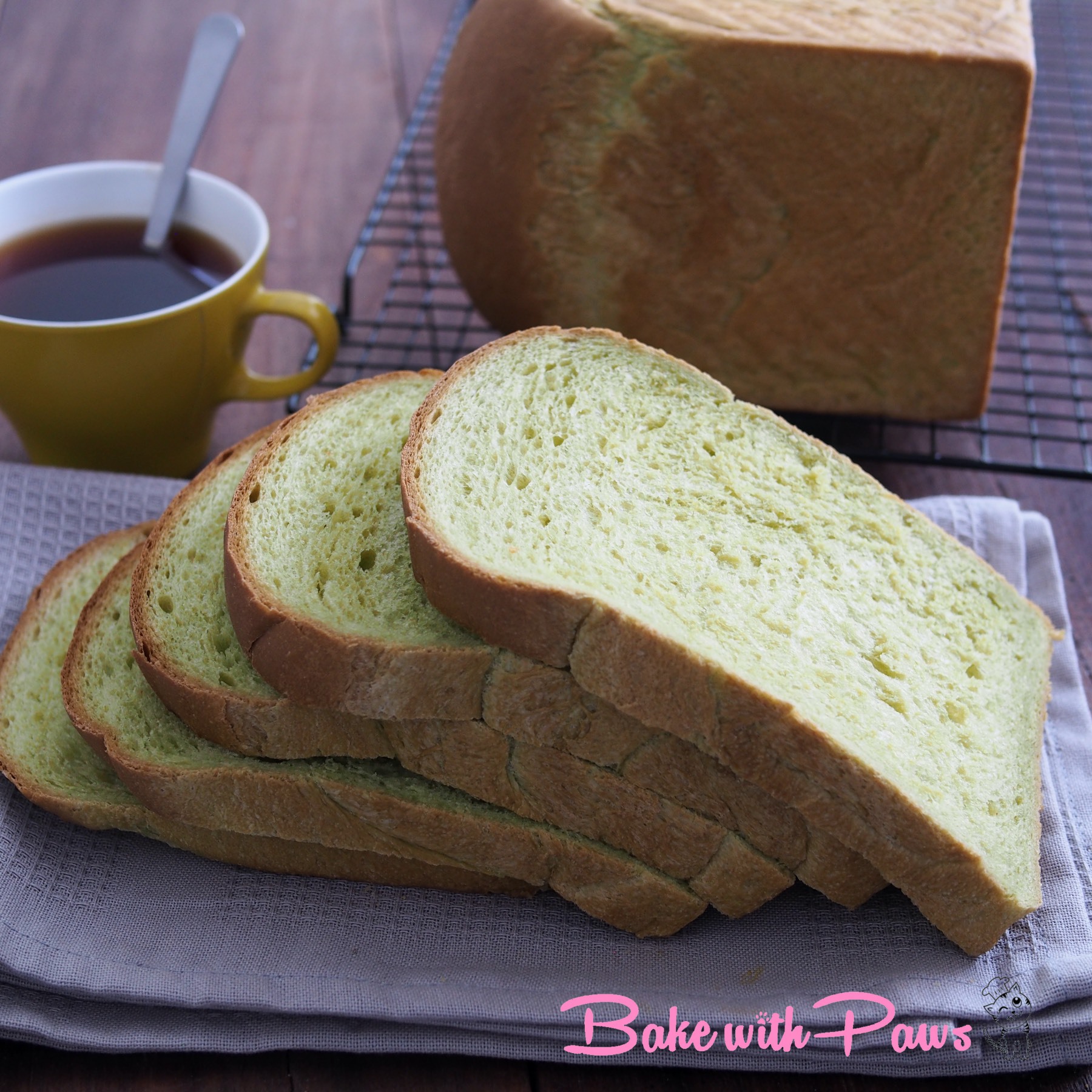 Vegan Pandan Bread (Old Dough Method) - BAKE WITH PAWS
