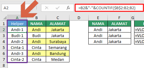 Rumus VLOOKUP Dengan 2 Lookup Value atau lebih di Excel - Rumus Excel