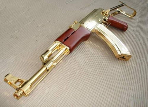 Gold weapon's Saddam Hussein's AK 47 Gold Platted - Gold Information Blog